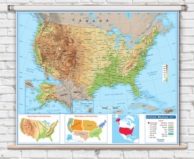 U.S. Intermediate Physical Pull-Down Map | World Maps Online
