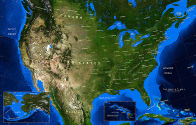 United States Satellite Image Map Mural | World Maps Online