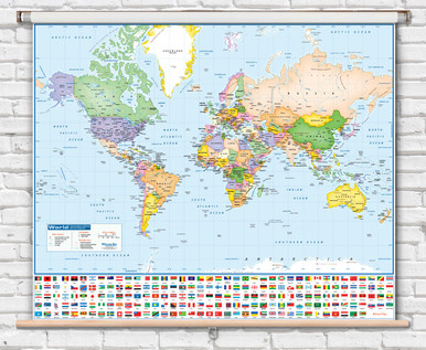 World Intermediate Political Spring Roller Map | World Maps Online