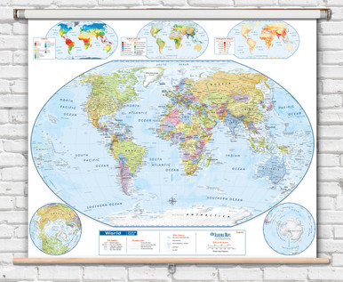 Academia Advanced World Political Spring Roller Map | World Maps Online