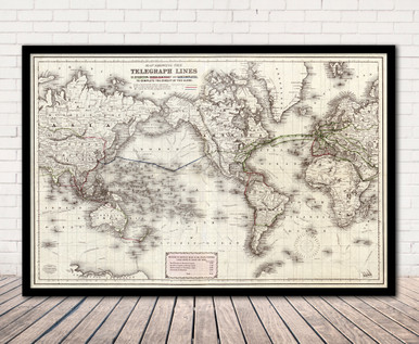 Historical Map of the World Telegraph Lines - 1871 | World Maps Online