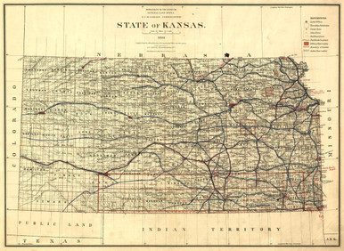 Historic Railroad Map of Kansas - 1884 | World Maps Online