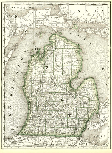 Michigan Vintage Railroad Map Print (1878)| World Maps Online