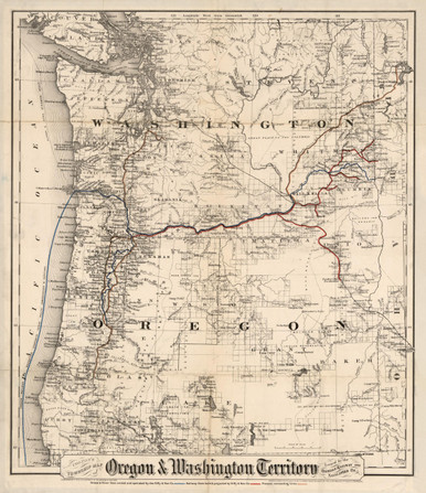 Oregon State & Washington Territory Vintage Map Print (1880)| World ...