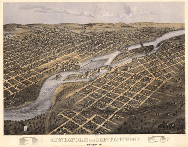 Historic Map - Minneapolis & Saint Anthony, MN - 1867 | World Maps Online