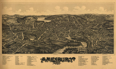 Amesbury, MA Vintage Map Print (1890)| World Maps Online