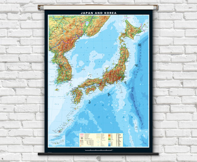 Extra Large Physical Map of Japan & Korea - from Klett-Perthes | World ...