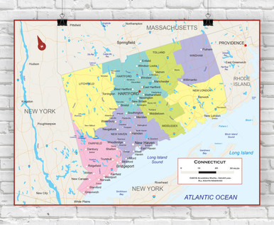 Connecticut Wall Map - Political | World Maps Online