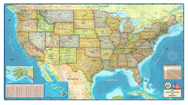 United States Political Wall Map from Compart Maps | World Maps Online