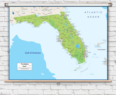 Florida Physical Gulf of America Pull-Down Spring Roller Map | Academia ...