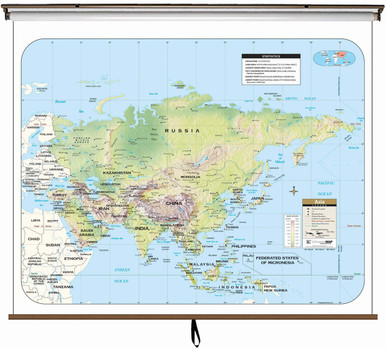 Asia Large Shaded Relief Map on Spring Roller from Kappa Maps | World ...