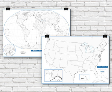 U.S. & World Outline Map Set - Blank Classroom Wall Maps | World Maps ...