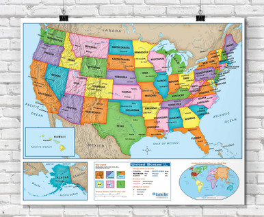 U.S. Early Learner Classroom Wall Map Poster Print | World Maps Online