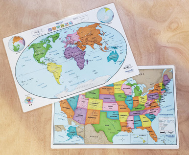 Academia Early Learner U.S. & World Political Desk Map | World Maps Online