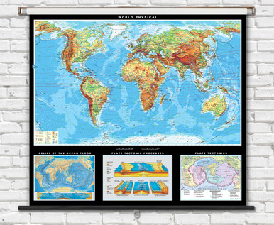 World Geophysical Earth Sciences Map on Spring Roller with Plate ...