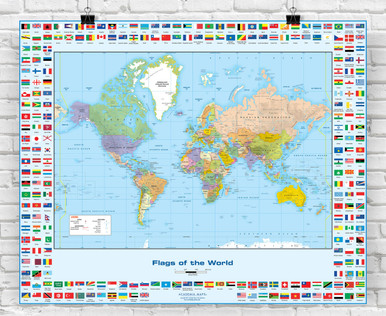 Flags of the World Political Wall Map | World Maps Online