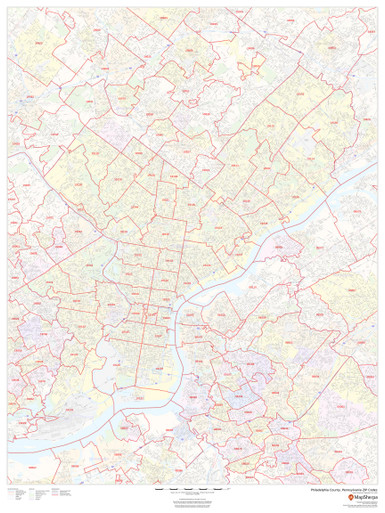 Philadelphia County, Pennsylvania ZIP Codes Wall Map