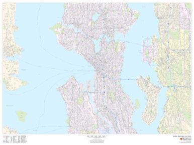 Seattle, Washington Inner Metro - Landscape Wall Map