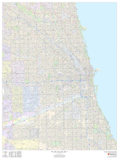 Chicago, Illinois Inner Metro - Portrait Wall Map