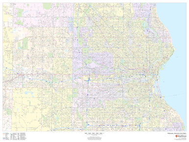 Milwaukee, Wisconsin Inner Metro - Landscape Wall Map