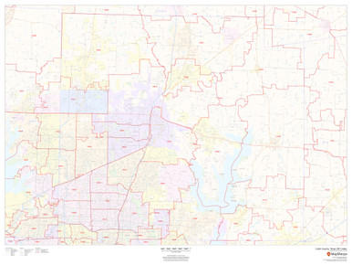 Collin County, Texas ZIP Codes Wall Map
