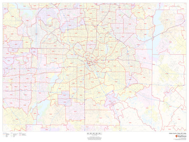 Dallas County, Texas ZIP Codes Wall Map