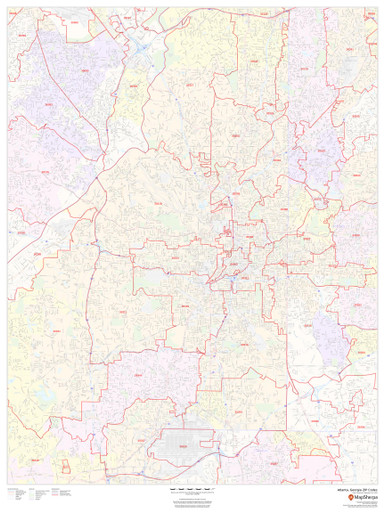 Atlanta, Georgia ZIP Codes Wall Map