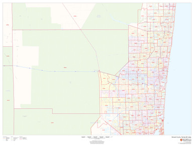 Broward County, Florida ZIP Codes Wall Map