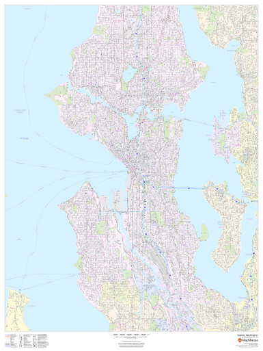 Seattle, Washington - Portrait Wall Map