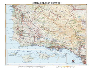 Santa Barbara County California Wall Map
