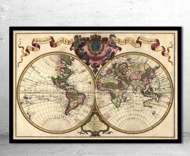 Historical Map Print - World - 1720 by Guillaume de L'Isle | World Maps ...