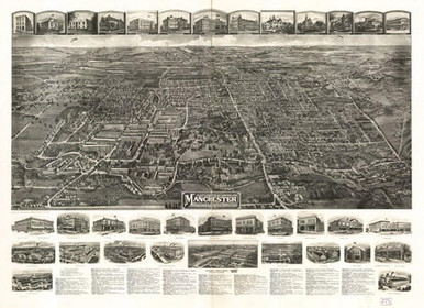 Manchester, CT Vintage Map Print (1914)| World Maps Online