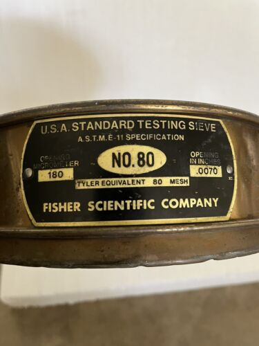 FISHER SCIENTIFIC USA STANDARD TESTING SIEVE SIZE NO. 80 - Stillman Co