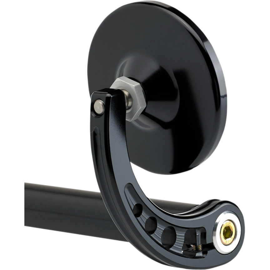 Joker Machine 3-1/4" Round Black Bar End Mirror - Get Lowered Cycles