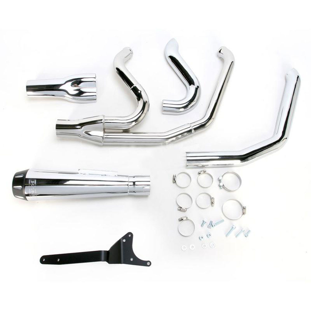 Bassani Short Road Rage Exhaust for Harley FXR - Chrome - 1FXR2 - Get ...