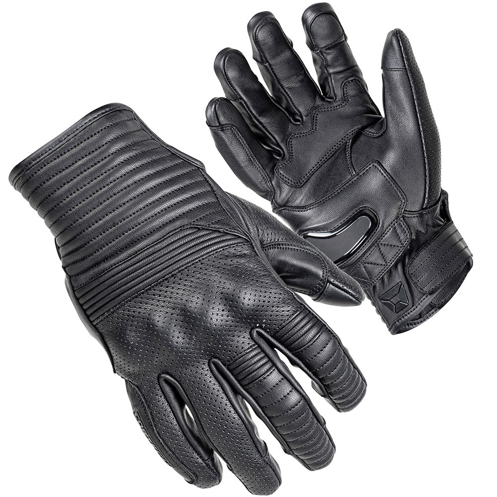 Cortech Bully Ventilated Short Cuff Black Leather Gloves - Get Lowered ...