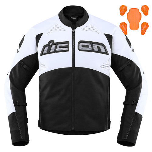 Icon Men's Contra 2 Perforated White/Black Leather Jacket