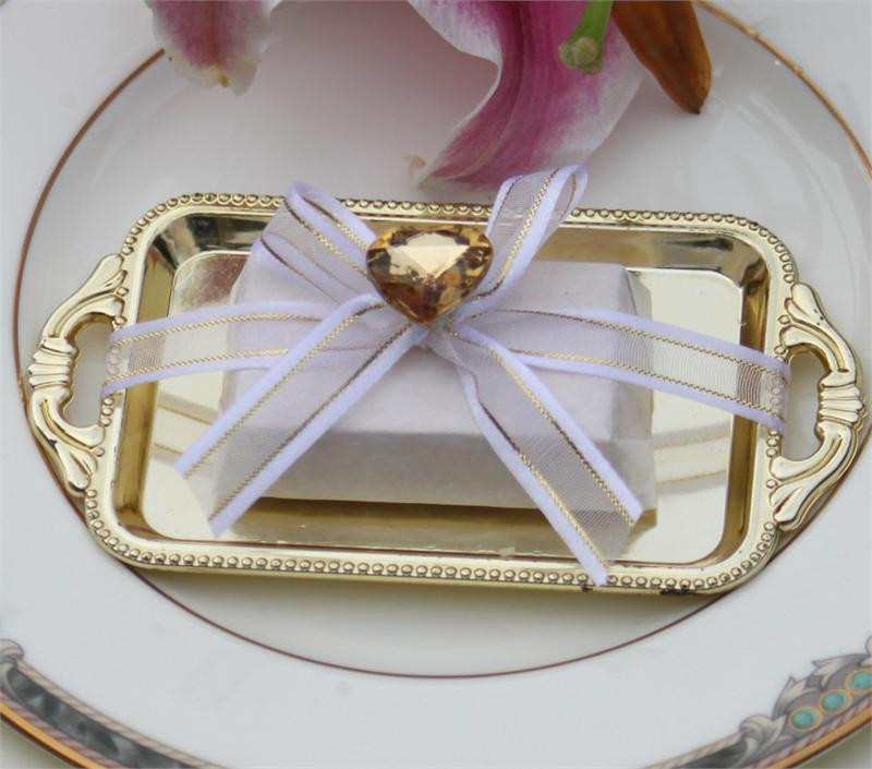 Fancy Gold Chocolate Favor in a Tray with Gold Heart