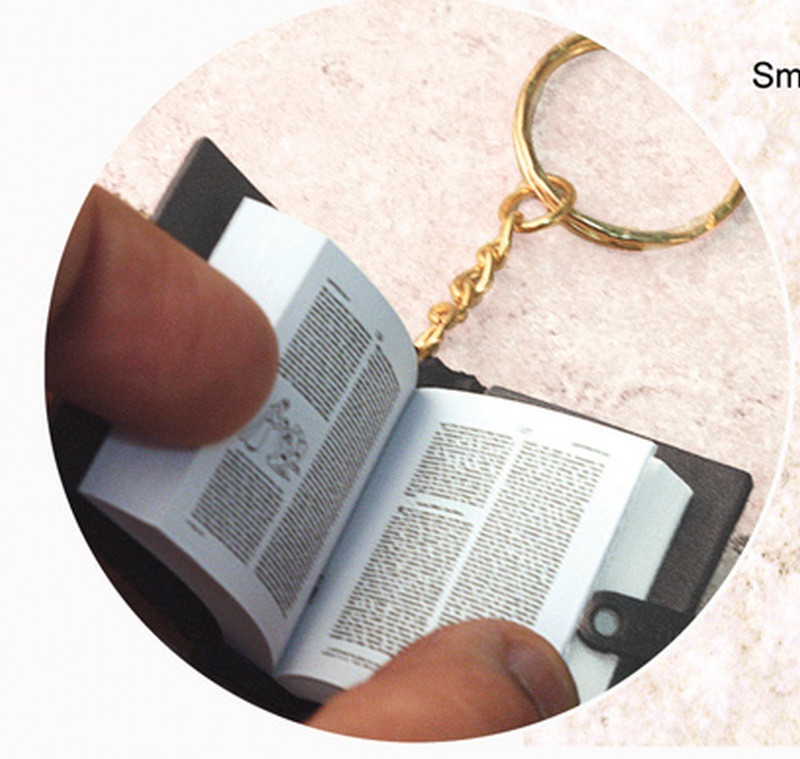 Mini Gold Holy Bible Keychain