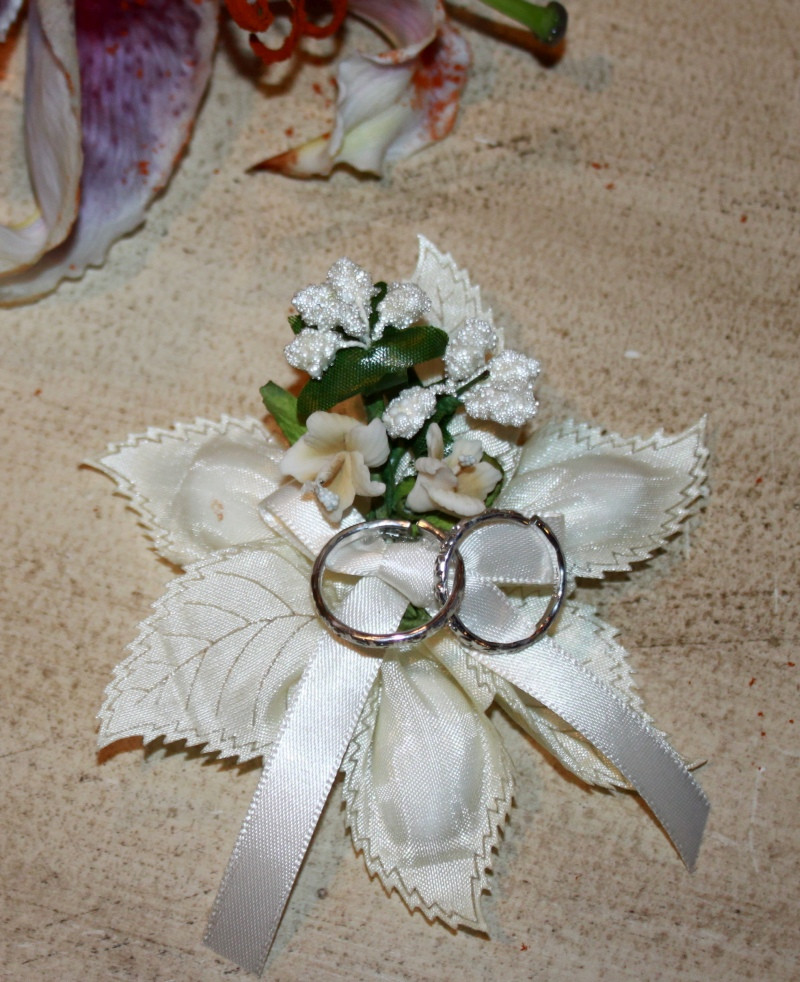 Fancy Grosgrain Flower with Jordan Almonds & Double-Rings