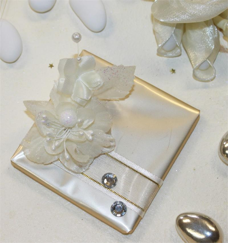 Decorated Chocolate with Fancy White Flower Bouquet and Rhinestones