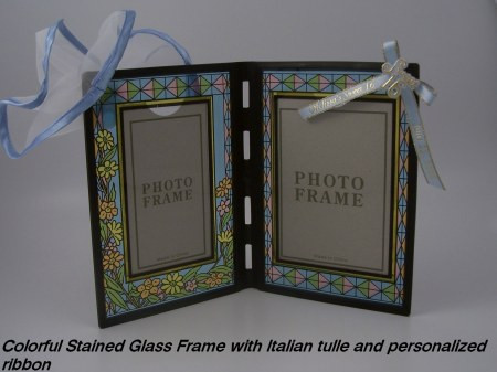 Magnificent Colorful Stained Glass Frame for Double Pictures/Inserts