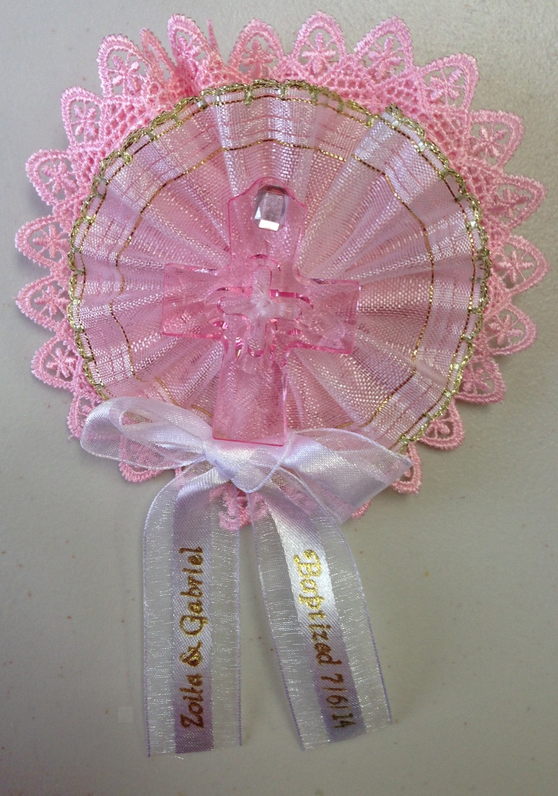 Baptism / Communion Corsage (Capias) W/Fancy Ribbons & Cross