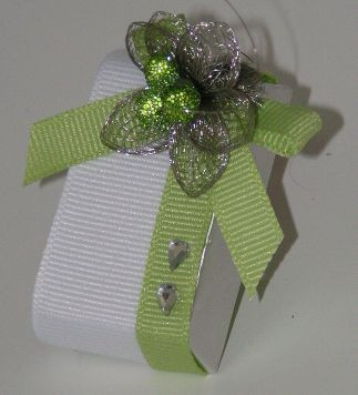 Green Theme Decorated Chocolate with Grosgrain & Fancy Flowers