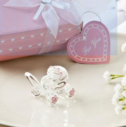 Fancy Crystal Pink Carriage w/Diamond Cut in a Fancy Favor Box