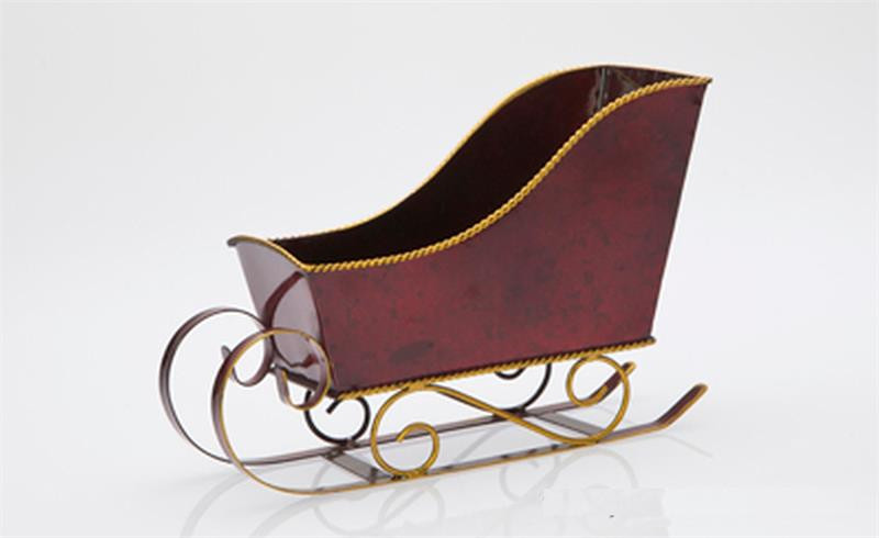 Large Metal Christmas Sleigh Red and Gold - Empty Container with Liner ...