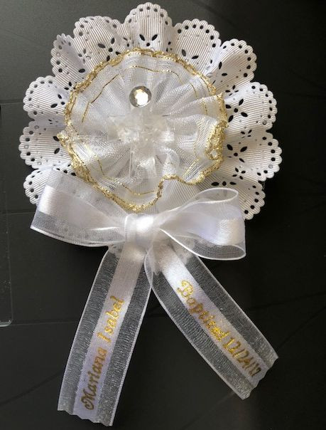 Baptism / Communion Corsage (Capias) W/Fancy Ribbons & Cross