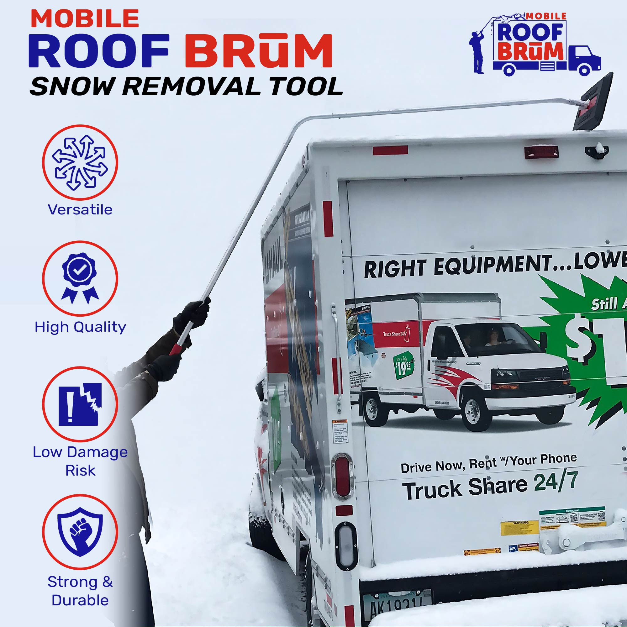 Mobile RoofBrum – 12-ft Snow Removal Broom for Trucks & RVs | Angel-Guard