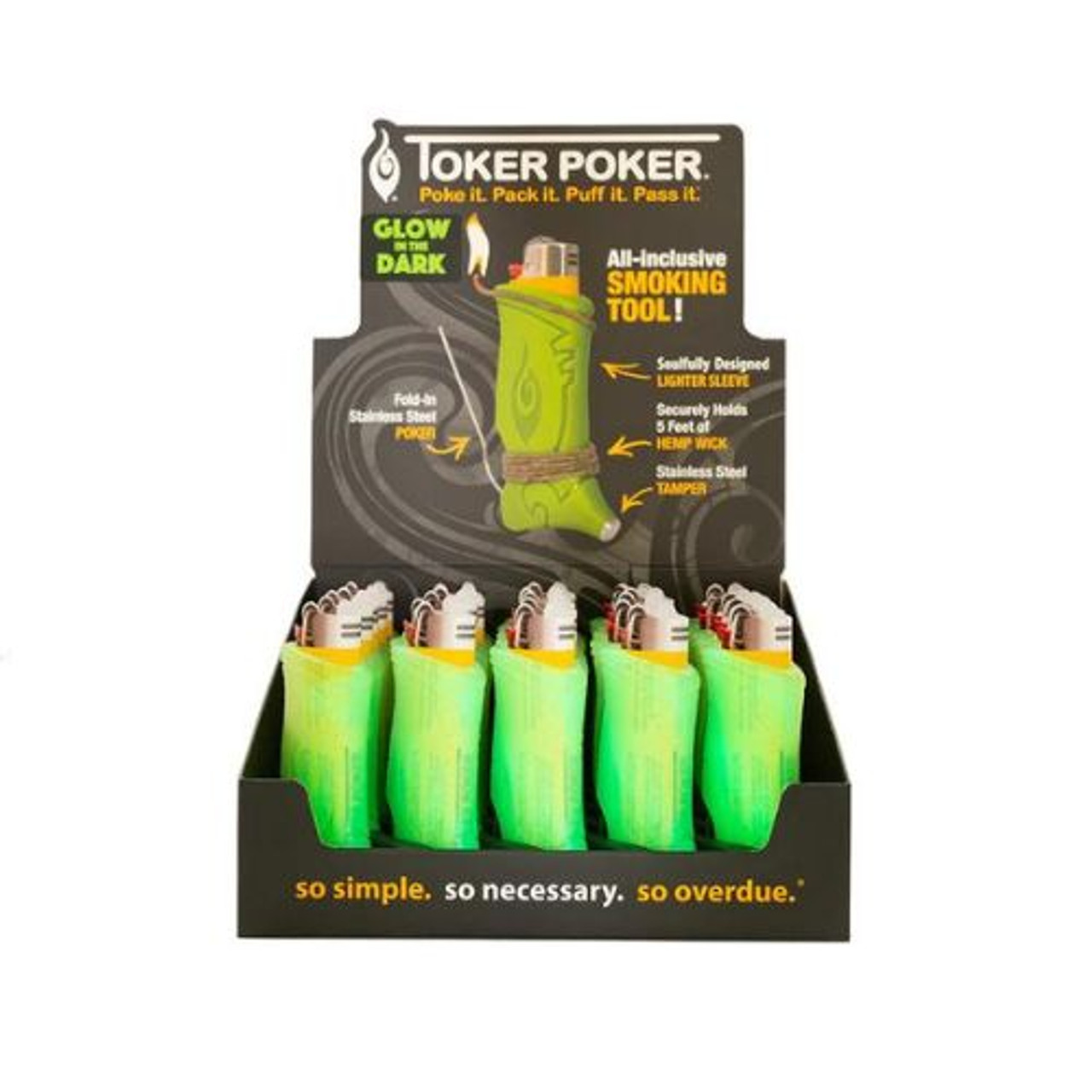 Toker Poker Bic Style Glow in the Dark - 25 ct. Display | UNS Wholesale