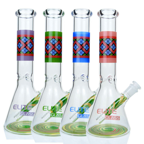 10" Elite Glass Beaker Water Pipe - Style 19 - Assorted | UNS Wholesale
